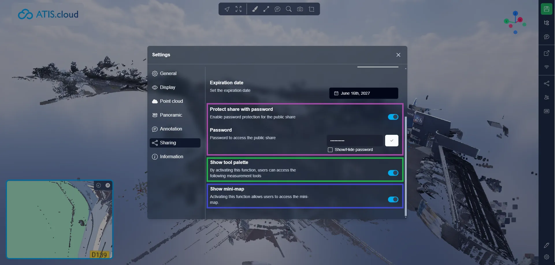 Public Sharing in the 3D Application | ATIS.cloud
